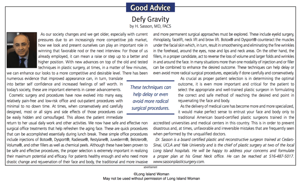 In the News - Sasson Plastic Surgery